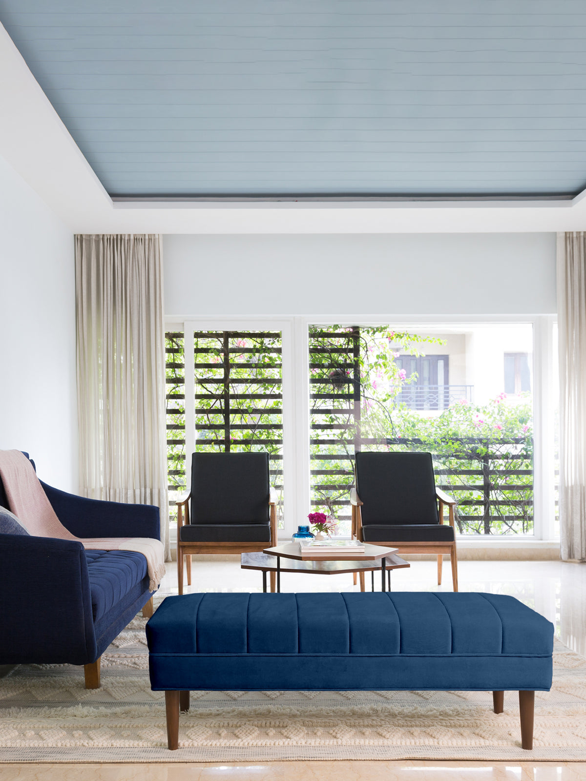 Victoria Bench - Blue Velvet– N SQUARE STUDIO